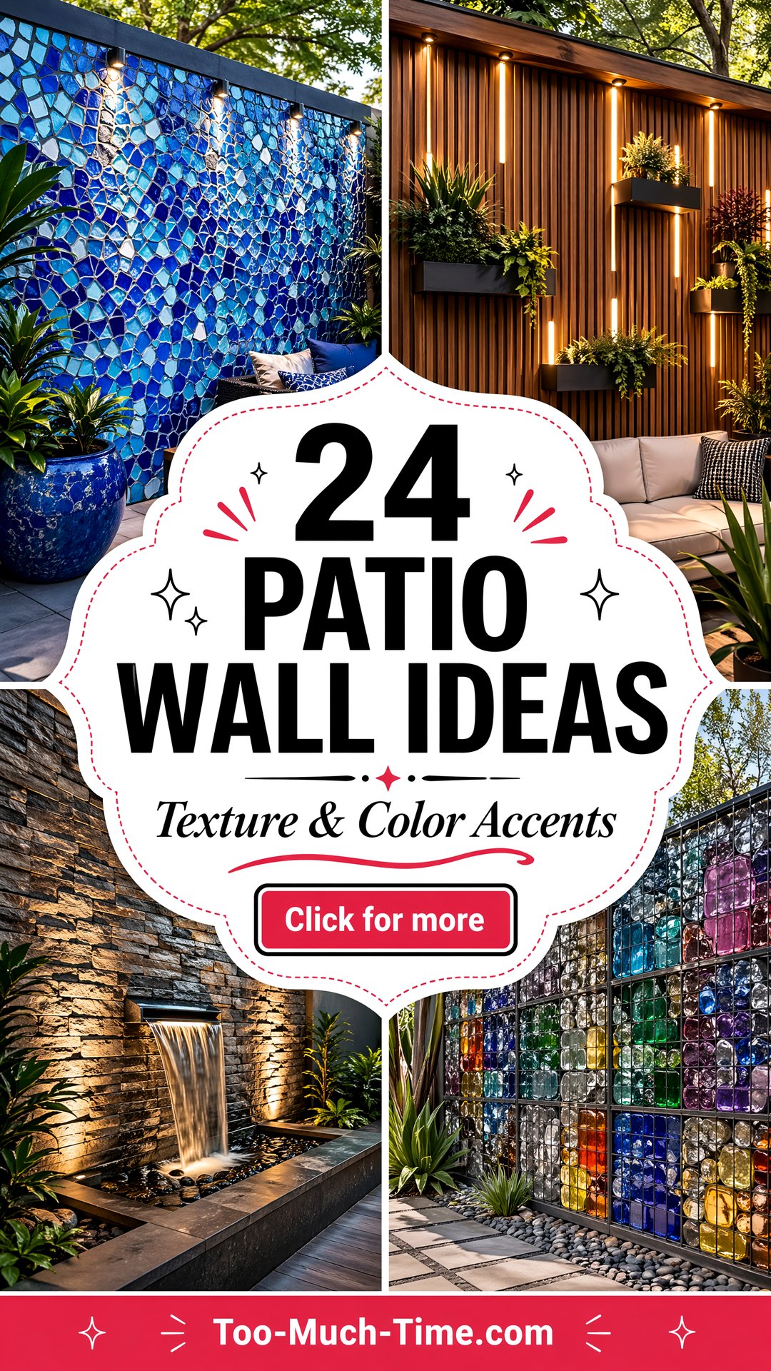 24 Patio Wall Ideas to Add Texture and Color Accents - Too Much Time